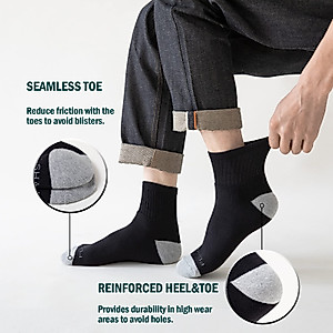FLSHMCEN Men's Athletic Ankle Socks 8-Pairs Cotton Cushioned Quarter Socks for Men Moisture Wicking Socks Size 7-9/9-12/12-15