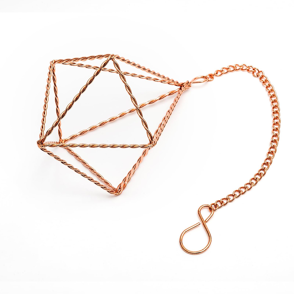 libproqia 5 Pcs Hanging Geometric Air Plants Holders Twisted Metal Airplant Hangers Small Diamond Shape Tillandsia Planter Display with Chains Himmeli Decor for Home and Office,Rose Gold