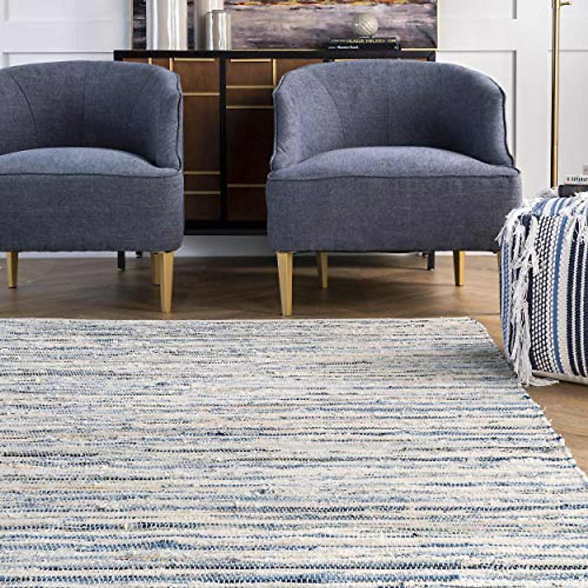 nuLOOM Maile Denim Stripes Runner Rug, 2' 6" x 8', Blue