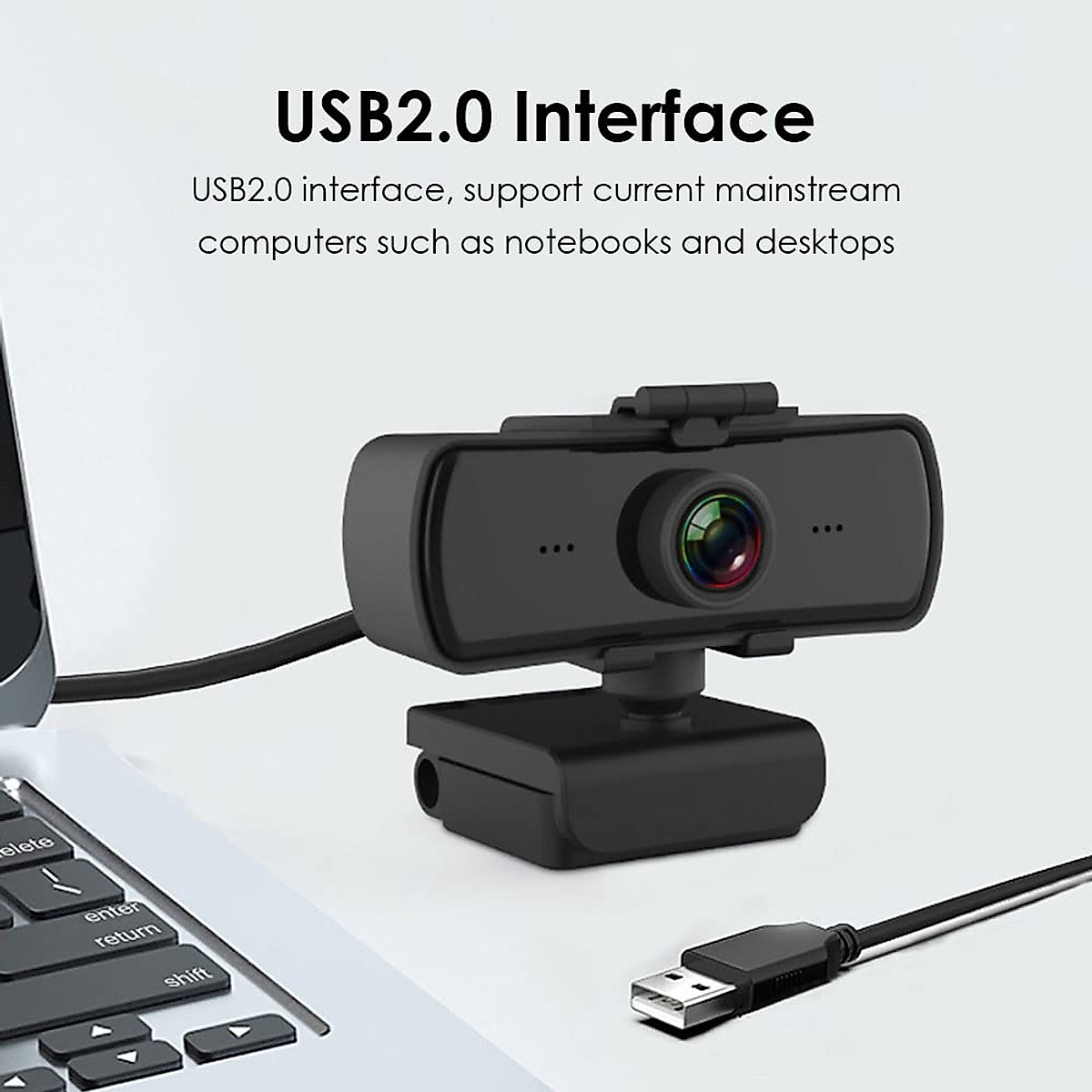 Wisoqu 1080P Business Webcam with Noise Cancelling Microphone, 3.26mm Focal Length 110° Wide Angle Lens HDMI USB PTZ Camera for Video Calls Conference, for Win7/Win8/Win10, for iOS OS/Vista/Linux