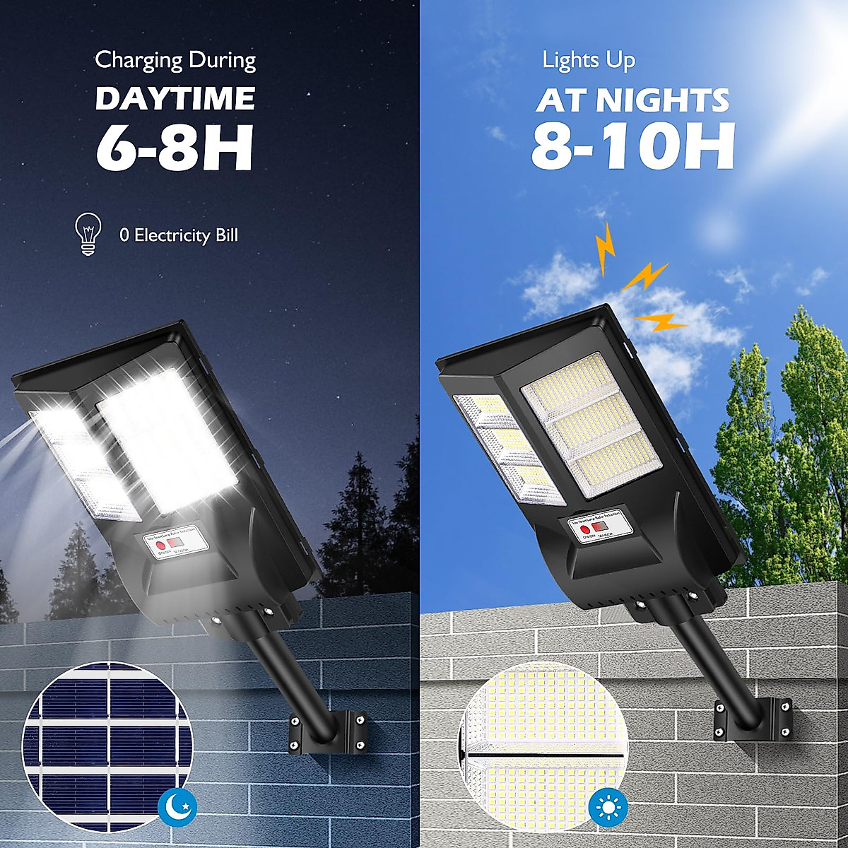 2 Pack Solar Street Lights Outdoor Waterproof,6500K 80000LM 756 LED Beads Dusk to Dawn Solar Flood Light,Solar Street Lights Wide Angle with Motion Sensor and Remote Control for Parking lot,Garage