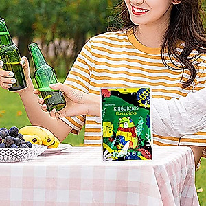 Kingubznis Funny Dental Floss Pick for Kids & Toddler - Unflavored Teeth Flossers with Portable Travel Bag, Non-Slip Ocean Animals Shaped, Soft Interdental Flossing Sticks Holiday Gift (288 Count)