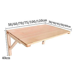 PIBM Stylish Simplicity Shelf Wall Mounted Floating Rack Table Laptop Stand Desk Easy to Fold Bookshelf Solid Wood Smooth Clear Texture Save Space Round Angle,16 Sizes, a , 60x40x40cm