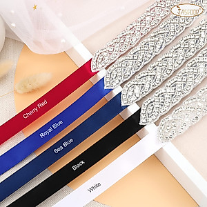 JASGOOD Bridal Rhinestone Wedding Belt Silver Rhinestone Sash Belt for Women Formal Evening Dress(Black Sash,Free Size)