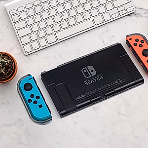 Switch Dockable Case, Switch Protective Case with Soft TPU Grip Case for Joy-Con, Switch Tempered Glass Screen Protector and 6 Thumb Stick Caps - Black