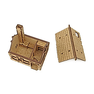 TowerRex Small House DND Terrain Building - DND Accessories for Dungeons & Dragons, Pathfinder, Warhammer, Tabletop Battle map, Wargaming Terrain kit, RPG Scenery for 32mm, 28mm miniatures