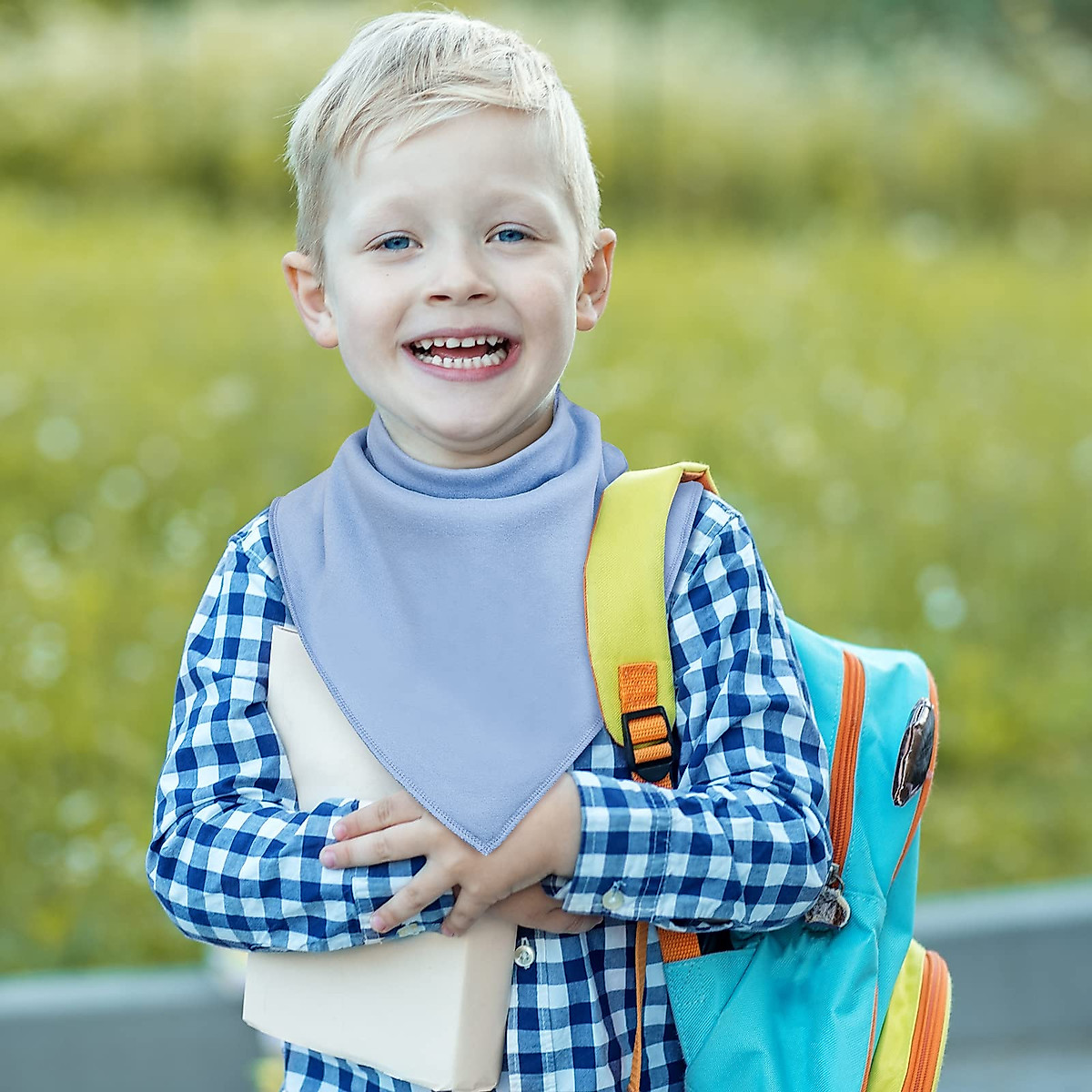 Adult Drool Bib for Special Needs, 3 Pk Soft Absorbent Large Bandana Bibs Set for Kids 4+, Men Women, Teens & Adults, Special need bibs for Teens, Washable adult drool bibs 3 Blues Combo