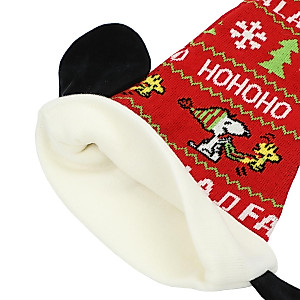 Peanuts Snoopy and Woodstock Pattern Adult Christmas Santa Hat Multicolored