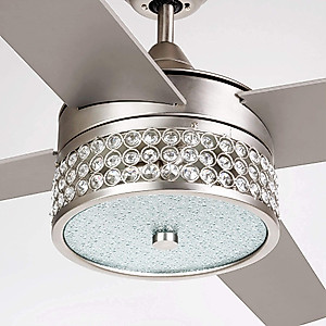 Parrot Uncle Ceiling Fans with Lights and Remote 52 Inch Bedroom Ceiling Fan with Lights Modern Outdoor Ceiling Fans for Covered Patios, Brushed Nickel