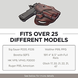 1791 GunLeather Holster for Sig Sauer P226, P220, P229 Right Hand OWB Leather Gun Holster for Belts Also fits 1911 with Rails, HK VP9, Beretta 92FS