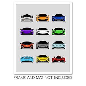 Custom Car Posters History of McLaren Generations Print Wall Art Handmade Decor of the Evolution of McLaren Automotive (MP4-12C,650S, 720S, Senna, GT) - 8x10" Satin Print (Unframed)