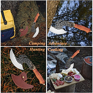 ROCOCO Bone Cleaver Heavy Duty Bundle with Sharp Meat Cutting Knife Butcher Boning Chopping Viking Gift Men Hunting BBQ Camping