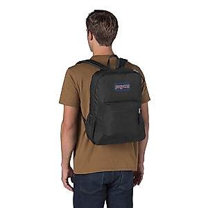 JanSport Cross Town School Backpack, Black, 17" x 12.5" x 6" - Simple Bookbag for Girls, Boys, Adults with 1 Main Compartment, Front Utility Pocket - Premium School Accessories