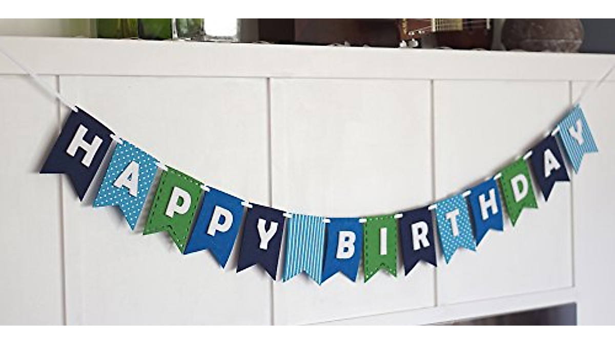 Premium Felt Happy Birthday Banner Bunting | 60" Wide Blues