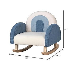 HOMGX Kids Rocking Chair, Toddler Couch with Solid Wood Base & Non-Slip Pads, Kids Rocking Sofa with Plush Fabric, Cute Children Rocker Armchair in Playroom, Nursery, Bedroom