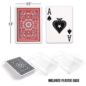 LotFancy Playing Cards, 100% Plastic, Waterproof - 2 Decks of Cards with Plastic Cases, Poker Size Standard Index, for Magic Props, Pool Beach Water Card Games