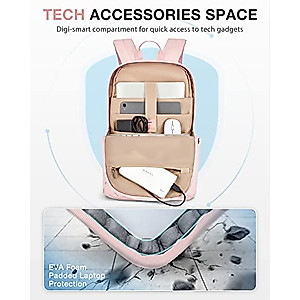 BAGSMART Laptop Backpack for Men College Backpacks 15.6'' Notebook Work Travel Backpack for Men (15.6 inches, pink)