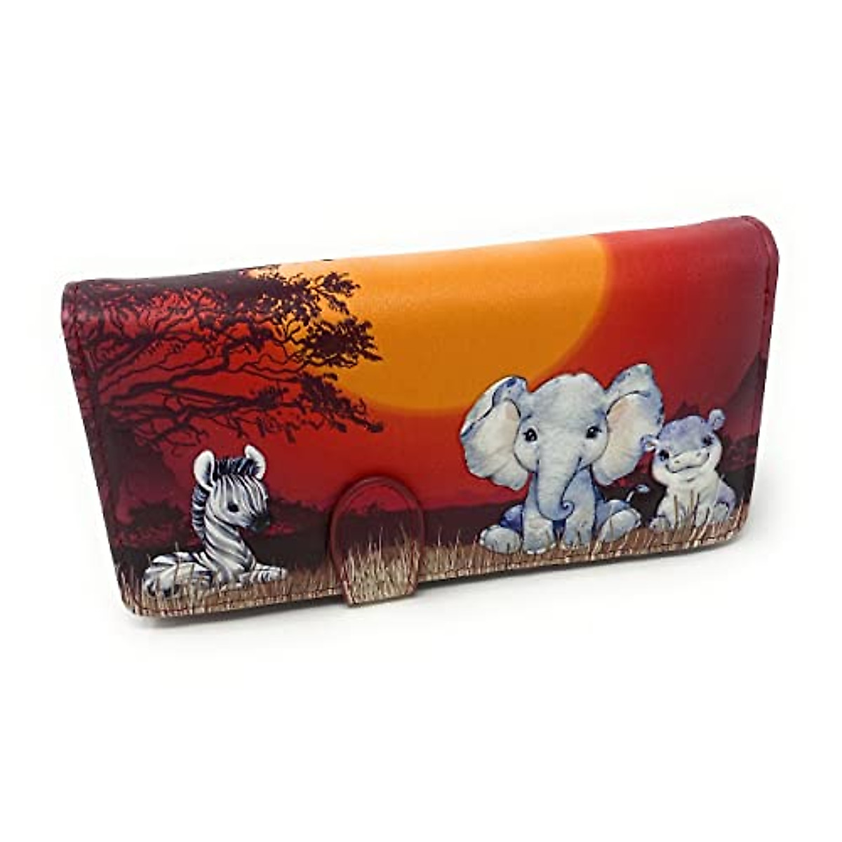 Shag Wear Babies of Africa Large Wallet for Women Red 7"