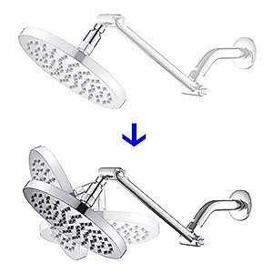 Hibbent All Metal Shower Head Swivel Ball Joint Adapter, Solid Brass Adjustable Shower Arm Connector, Shower Arm Extension, Showerhead Connector, Universal Showering Component, Polished Chrome