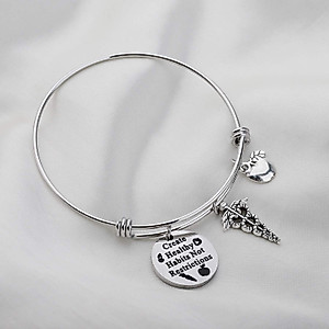 TGBJE Nutritionist Bracelet - Stainless Steel Strand with Healthy Charm - Dietitian Gift for Graduation or Just Because