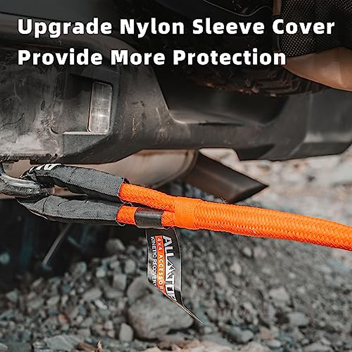 ALL-TOP Kinetic Recovery Rope, 48000 Lbs (1in x 30ft Orange) Extreme Duty 30% Elasticity Energy Snatch Strap for 4x4 Offroad Vehicle