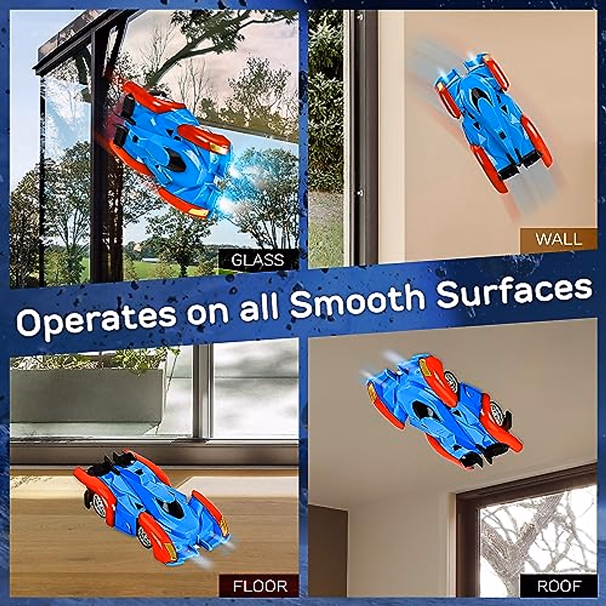 TOY Life Super Hero Man RC Car - Wall Climbing Remote Control Car for Boys 4-7 - 360° Rotating Stunt RC Car - Car Toys for 4-7 Year Old Boy, Superhero Kids Toys (Blue-red)