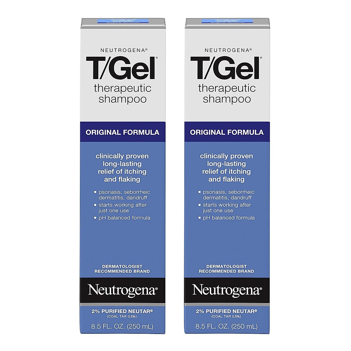 Neutrogena T/Gel Therapeutic Shampoo Original Formula, Anti-Dandruff Treatment for Lasting Relief of Itching Flaking Scalp as a Result of Psoriasis & Seborrheic Dermatitis, 2 x 8.5 fl. oz
