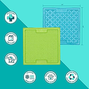 Lickimat Classic Dog Slow Feeders, Lick Mat, Boredom Anxiety Reduction; Perfect for Food, Treats, Yogurt, Peanut Butter. Fun Alternative to Slow Feed Dog Bowl! (Green & Turquoise, Soother & Buddy)