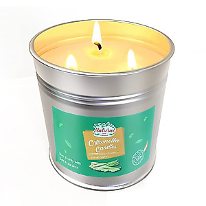 Large 3 Wicks Bucket Citronella Candle for Outdoor Camping Natural Soy Wax Bugs Away Fly Off Lemongrass Scented Candle for Indoor Porch Backyard Deck Garden Outside Picnic Party Wedding Tabletop