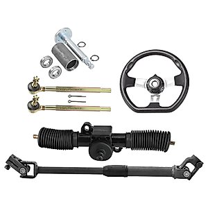 YC Yier 270mm Steering Wheel Steel Kit Gear Rack Pinion Adjustable Shaft Set DIY Parts for Go Kart Go Cart Golf Cart ATV UTV 110cc 125cc 140cc 150cc Buggy Drift Trike Off Road Kart (330mm Gear Rack)