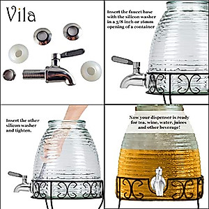 Vila Beverage Dispenser Replacement Spigot, Stainless Steel No-Rust Spout, BPA Free, Installation under 10-Minutes, Excellent Continuous Flow, Sturdy, Stylish Alternative for Flimsy Plastic Taps