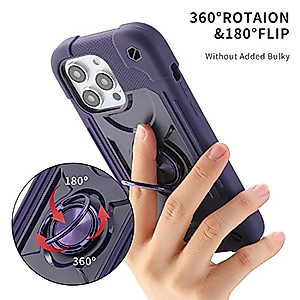 MARKILL Compatible with iPhone 14 Pro Max Case 6.7 Inch with Ring Stand, [Soft Silicone and Hard Plastic ] Heavy-Duty Military Grade Shockproof Phone Cover for iPhone 14 Pro Max. (Deep Purple)