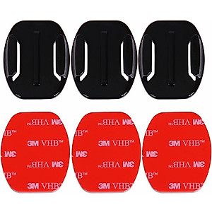 Adhesive Mounts for GoPro Cameras - 3x Curved & 3x Flat Mounts Bundle W/ 3M Sticky Pads- Tape Mount to Your Helmet/Bike/Board/Car- Fits ALL Go Pro Models - Premium Camera Accessories - 1 Year Warranty
