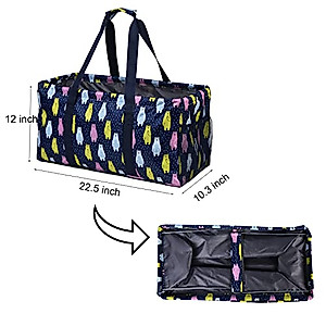 Extra Large Utility Tote Bag Beach Bag Reusable Grocery Bags Collapsible Tote with Wire Frame for Groceries Storage Picnic Blue bear