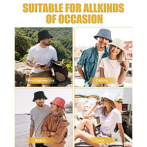 Unisex Bucket Hat for Women Men Cotton Summer Sun Beach Hat, Denim Packable Fisherman Cap for Casual, Trips, Sports, Black, M/L