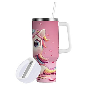 RPLIFE Cute Cartoon Unicon Stainless Steel Coffee Cup, Insulated Tumblers, Coffee Tumbler for Women