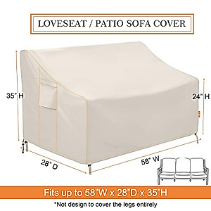 ZEJUN Outdoor Loveseat Cover Waterproof, 600D Patio Sofa Cover, 58" L x 28" D x 35" H, UV Resistant, Anti-fad, Dustproof Loveseat Couch Cover for Patio Furniture, Porch loveseat, Lawn Bench Chairs