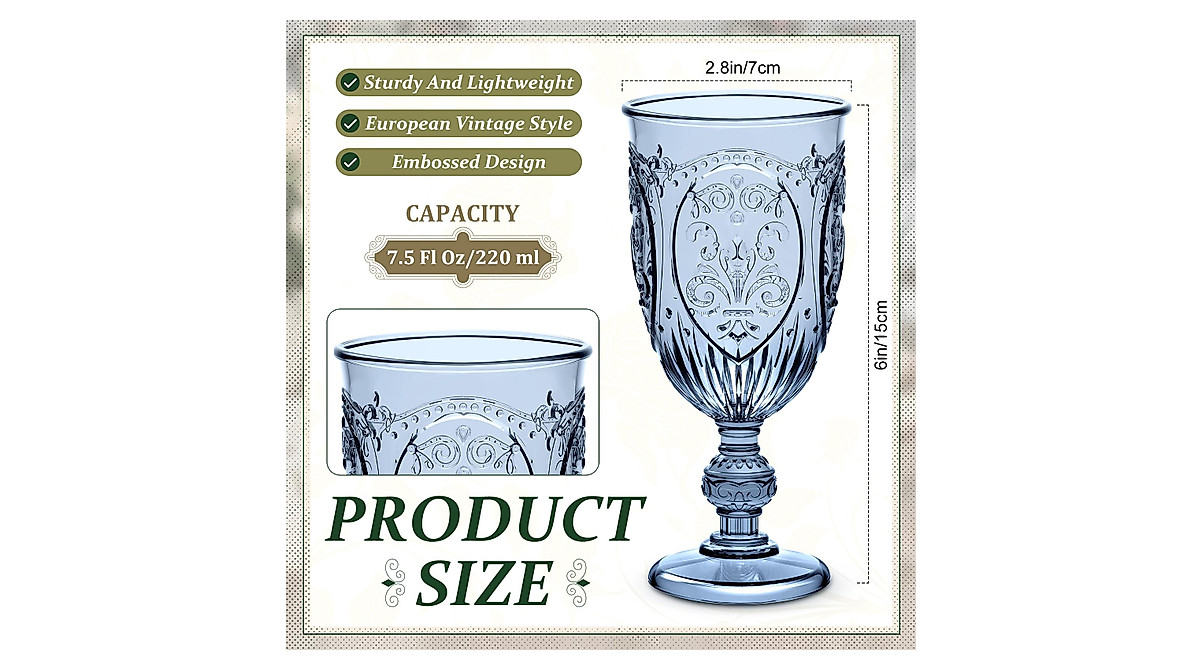 Elegant 24 Pcs Vintage Plastic Goblets - Perfect for Events