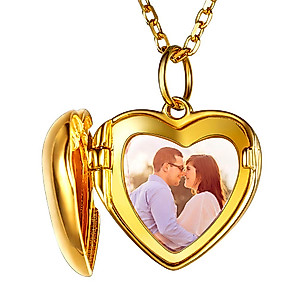 Gold Heart Locket Necklace for Women Silver Locket Necklace That Holds Picture Photo Keep Memorial Accessories Chain 16 Inch Custom Jewelry Personalized Locket Necklace for Wowen
