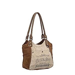 Crystal Soap Genuine Upcycled Canvas Leather Handle Shoulder Bag