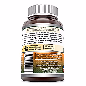 Amazing Nutrition Calcium Magnesium Zinc Dietary Supplement * 300 Tablets Per Bottle * (Calcium- 1000 mg, Magnesium 400mg - Zinc 25mg Per Serving of 3 Tablets)