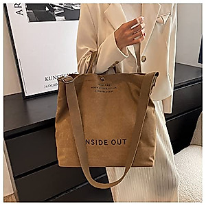 Women Canvas Tote Handbags Casual Shoulder Work Bag Crossbody Top Handle Bag Cross-body Handbags (One Size,Coffee)