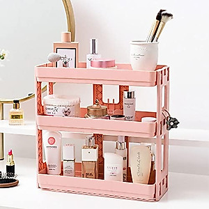 FIZZOQI 3-Layers Kitchen Storage Rack Shelve Plastic Assembled Sundries Food Shelf Dish Holder Bathroom Organizer Shelf Cosmetic Storage Shelf Desktop Balcony Storage