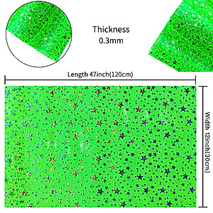 HYANG Glitter Star Water Blue Transparent PVC Super Clear Holographic Vinyl Faux Leather Sheets 1 Roll 12" x 47" (30cm x 120cm) for DIY Bows Earrings Bags DIY Crafts Making