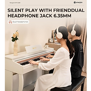 Vangoa Digital Piano 88 Keys Weighted Hammer Action White Home Digital Piano Bundle for Beginner Professional Adult with Wooden Stand, Slide Key Cover, Three Pedals, Power Adapter