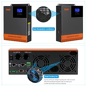 PowMr 5500W Solar Inverter 48V DC to 230VAC, Pure Sine Wave Hybrid Inverter with 100A MPPT Solar Charge Controller