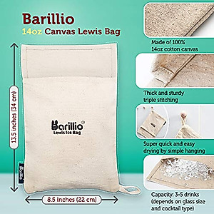 Big-Shot 13.75" Hard Maple Muddler Mallet & Lewis Ice Bag Kit by BARILLIO | Wooden Mojito Muddler Bar Tool Ice Crusher & Canvas Bag Set | Make Cocktails Drinks and Crushed Ice with Ease