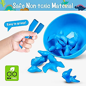 Counting Dinosaurs Color Sorting with Rainbow Bowls for Kids, Sensory Training & Counting Activity, Montessori Preschool Education Learning Math Sorting Toys Sets Gift for 3-5 Years Old Boys Girls