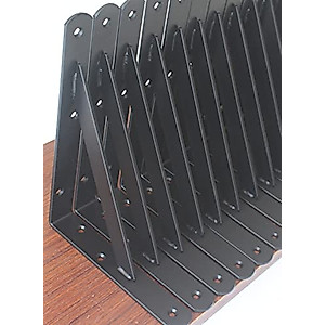 16 Pack L8" x H 6" Black Heavy Duty Shelf Brackets with Screws Metal Shelf Brackets Shelf Support Angle Brackets for Shelves L Brackets Heavy Duty Floating Shelf Brackets
