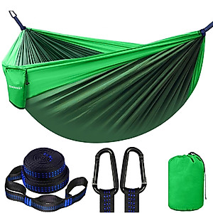Double Hammock, Camping Hammock with 2 Tree Straps(16+2 Loops), Two Person Hammocks with 210T Nylon Parachute Portable Lightweight Hammock for Backpacking, Outdoor, Beach, Travel, Hiking, Camping Gear